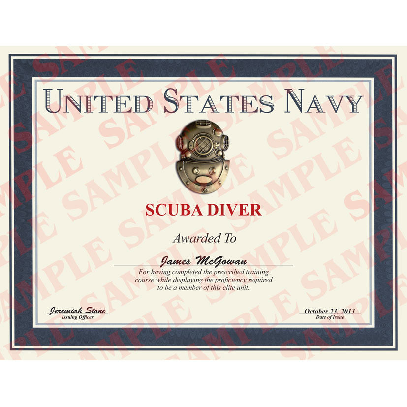 US Navy Scuba Diver Certificate - MaxArmory